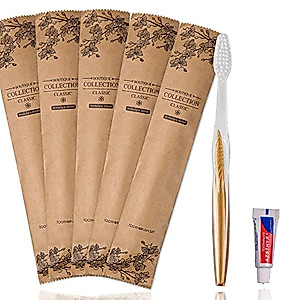 HQSLsund 20 Pack Disposable Toothbrush with Toothpaste Bulk Individually Wrapped, Travel Toothbrush Kit, Hotel Toothbrushes Bulk for Hotel,Airbnb,Shelter/Wedding/Nursing Home/Charity/Homeless