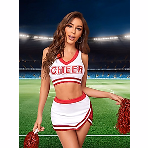 JMwapar Cheerleader Outfit for Women Sexy Cheerleading Uniform Dress School Sports 2024 Cheerleader Costume for Women