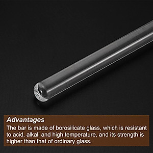 MECCANIXITY 3.3 Borosilicate Glass Stick 11.81" Length 10mm Dia Stir Rod Mixing Tools with Both Ends Round for Lab Kitchen Science 3Pcs