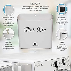 Magnetic Lint Holder Bin and Dryer Sheet Dispenser and Pocket Treasures Bin for Laundry Room Organization by A.J.A. & MORE (Light Grey)
