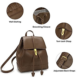 Kattee Genuine Leather Backpack Purse for Women Fashion Rucksack Ladies School Shoulder Bag Medium Size Adjustable Straps