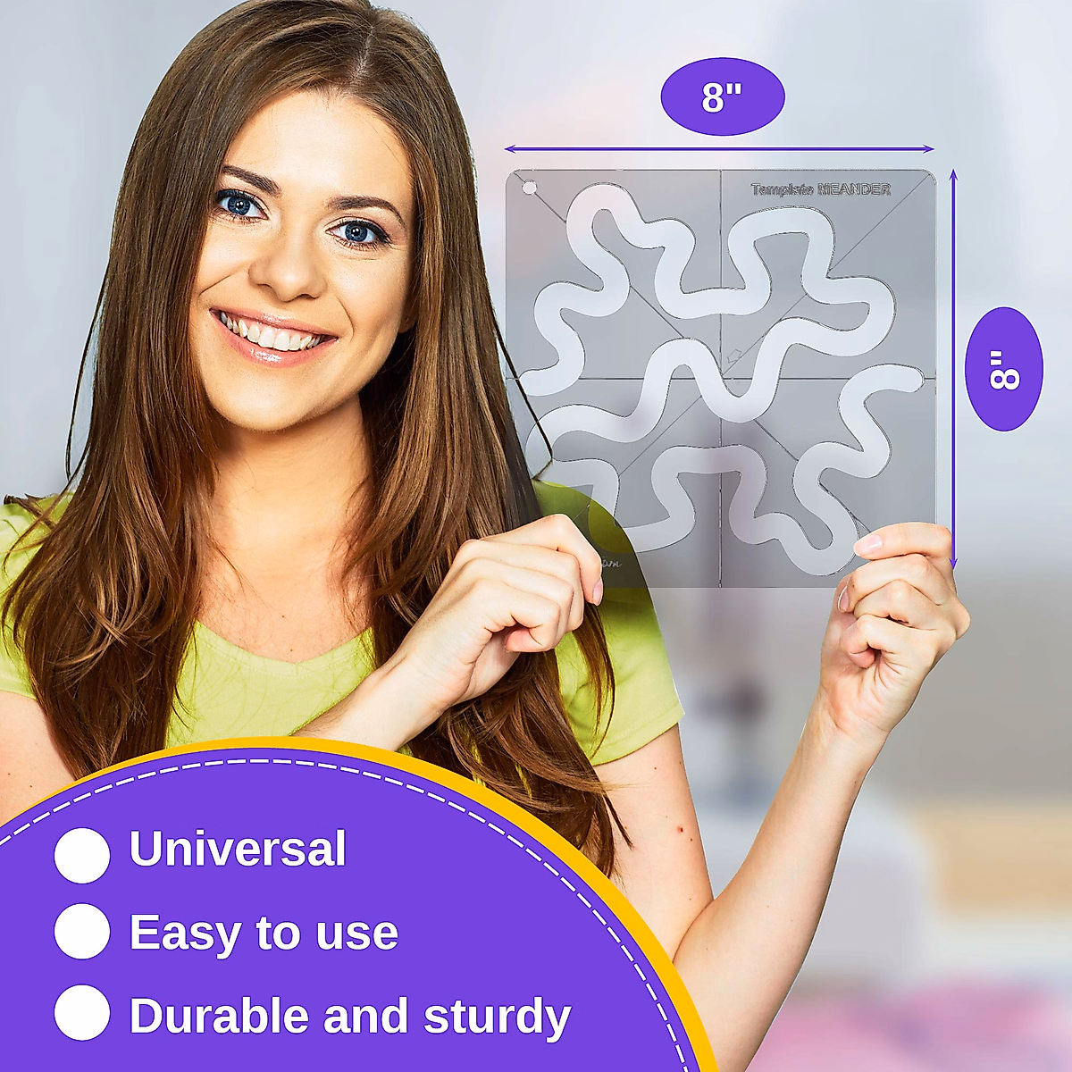 Meander Quilting Templates – Free-Motion Quilt Design – Acrylic Quilting Ruler Template for Industrial and Domestic Sewing Machines – Easy Free-Motion Quilting Learning