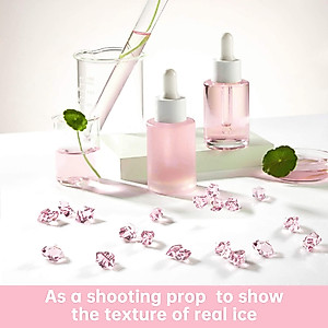 Sukh 13OZ Acrylic Ice Rocks - Small Diamond Crystal Clear Gem Stone Jewels as Plastic Clear Ice Cube Faux Rocks for Pebbles for Vase Filler & Iridescent Home Decorations & Table Centerpiece (Pink)