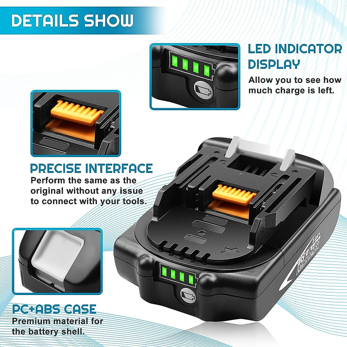 2PACK 3000mAh BL1860B Replacement Battery and Charger for Makita 18V Battery Lithium-ion Compatible with Makita 18 Volt Battery BL1860 BL1850 BL1850B BL1840 BL1840B BL1830 BL1830B BL1815 Dual Charger