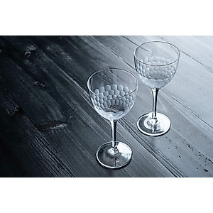 Amehla "Hive Glass Honeycomb Nick & Nora Cocktail Glasses, 5oz Coupe Martini, Manhattan, Bee's Knees Craft Cocktails Glass (Pack of 4)