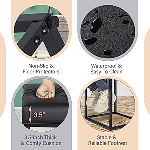 ZENY 24" Bar Stools with Footrest Set of 4 Counter Height Barstools PU Leather Backless Kitchen Dining Cafe Chair Modern Square Island Bar Stool with Thick Cushion Metal Steel Frame Base, Black