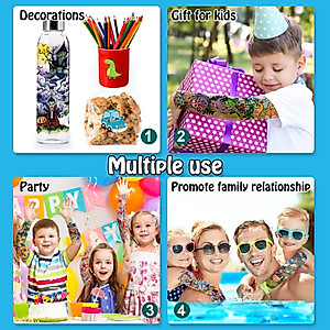 Partywind 66 Sheets Kids Full & Half Arm Temporary Tattoos Sleeves, Fake Tattoo Stickers with Dinosaur/Pirate/Cars for Boys, Butterfly/Mermaid Tattoos for Girls, Kids Gifts Party Supplies