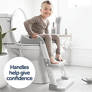 Potty Training Ladder - Soft Cushioned Seat, Adjustable Height, Collapsible, Non-Slip with Splash Guard - Ready Step Go! - Jool Baby (Gray)