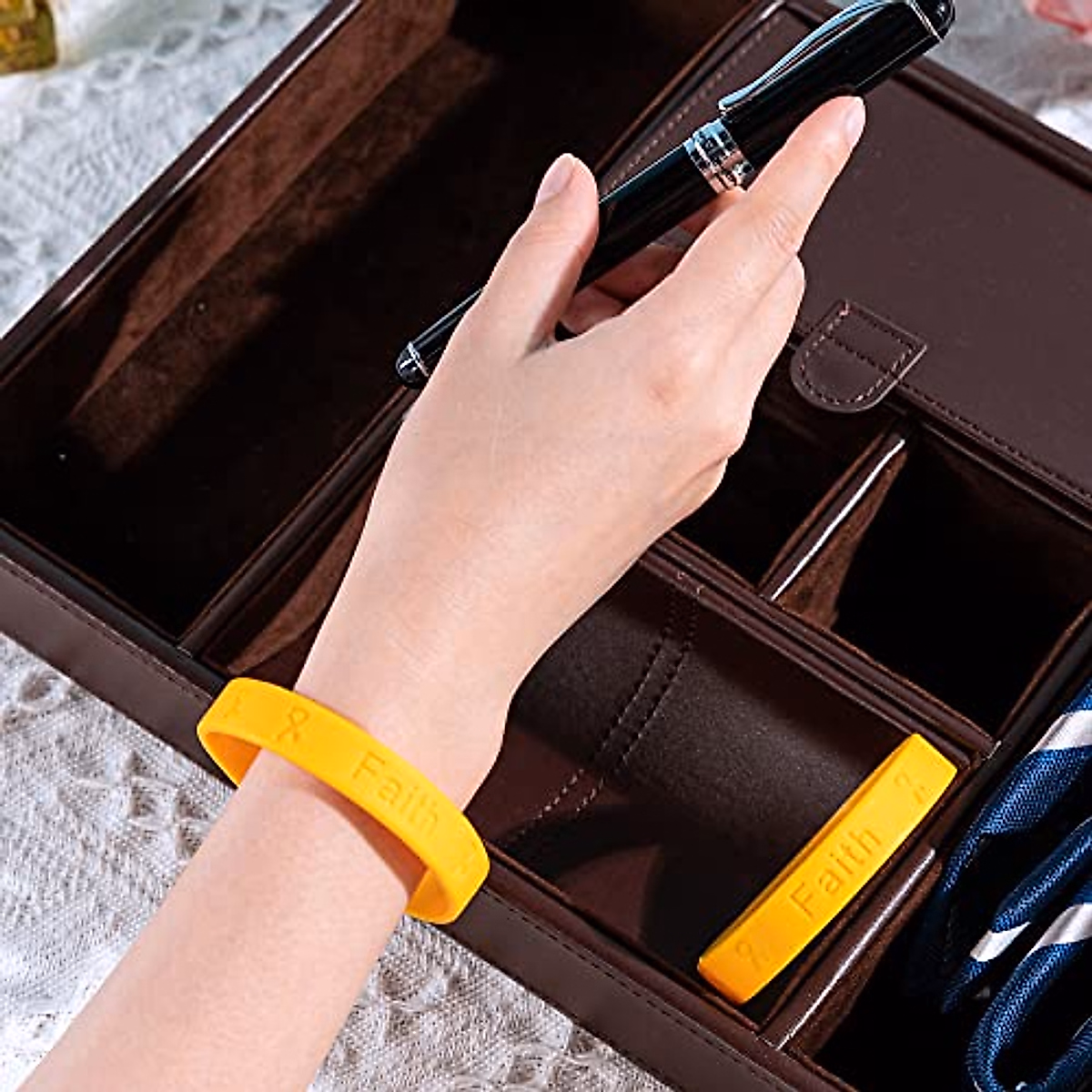 Fundraising For A Cause | Gold Ribbon Awareness Silicone Bracelet Wristbands for Childhood Cancer Awarenes (1 Bracelet - Retail)