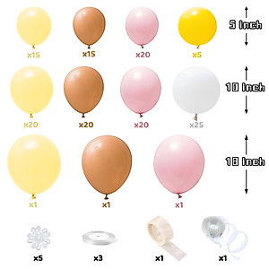 153Pcs Daisy Groovy Balloon Arch Garland Kit Pink White Yellow Orange Daisy Flower Latex Balloons, Boho Daisy Balloon Garland for Baby Shower Two Groovy Birthday Party Wedding Decorations