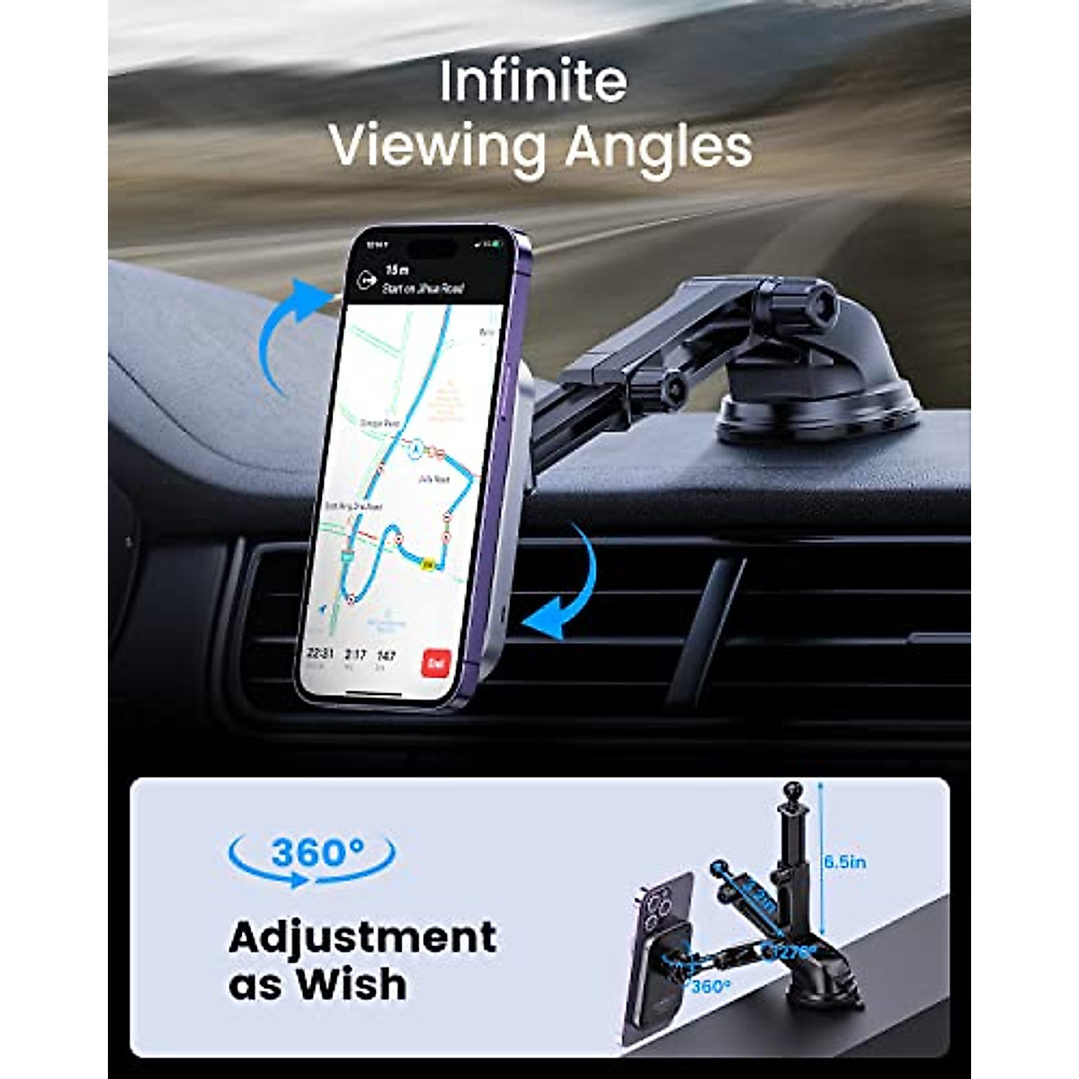 for MagSafe Car Charger Mount, Magnetic Car Wireless Charger for iPhone 14/13/12, 14/13/12 Pro, 14/13/12 Pro Max, 14 Plus, 13/12 Mini, Air Vent Dashboard Car Charging Holder(with QC 3.0 Car Charger)