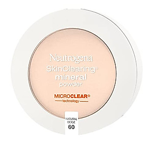 Neutrogena SkinClearing Mineral Acne-Concealing Pressed Powder Compact, Shine-Free & Oil-Absorbing Makeup with Salicylic Acid to Cover, Treat & Prevent Breakouts, Natural Beige 60,.38 oz (Pack of 2)