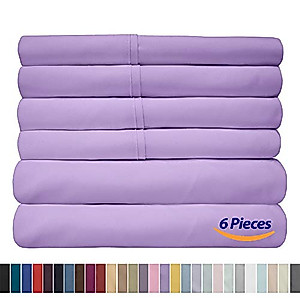 Cal King Size Bed Sheets - 6 Piece 1500 Supreme Collection Fine Brushed Microfiber Deep Pocket California King Sheet Set Bedding - 2 Extra Pillow Cases, Great Value, California King, Lavender