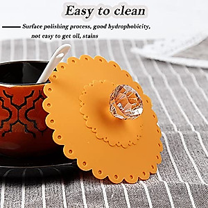 Fellibay Silicone Cup Lids Diamond Flexible Mug Covers Reusable Tea Coffee Cup Covers Anti-dust Airtight Seal Cup Lids Glass Cup Universal Lids for Home Kitchen Using 6pcs