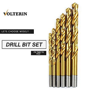 99 Pieces Twist Drill Bit Set Titanium HSS 4241, 135° Tip High Speed Steel, Size from 1/16" up to 3/8", Ideal Drilling in Wood/Cast Iron/Aluminum Alloy/Plastic/Fiberglass,