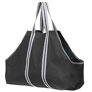 ShelterLogic 28" Heavy-Duty Large Water-Repellent Firewood Log Holder and Carrier Bag, Black/Gray