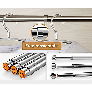 AUSGLEIFEN 18 to 30 inches Adjustable closet Rod, Wall mounted hanging Rod for closet, Premium 304 Stainless Steel closet Pole closet Bar with socket set for Wardrobes,small
