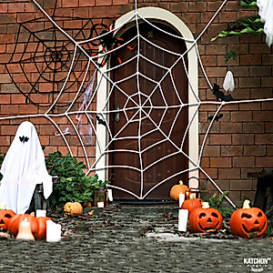 KatchOn, Halloween Spider Web Outdoor - Large, 8 Feet | Spider Web Rope | Round Rope Spider Web Decoration, Spider Webs Halloween Decorations | Halloween Party Decorations, Halloween Yard Decorations