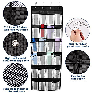 NINEFOX 24 Pockets for Stanley Cup Organizer, Rain Cup Organizer for Stanley Cup, with Hooks, Foldable, for Home, Kitchen, Classroom, 32*27*2.5cm, Black, 22359885