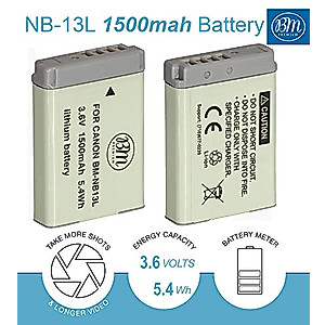 BM Premium NB-13L Battery and Battery Charger for Canon PowerShot SX740 HS, G1 X Mark III, G5 X, G5 X Mark II, G7 X, G7 X Mark II, G7 X Mark III, G9 X, G9 X Mark II, SX620 HS, SX720 HS Digital Cameras