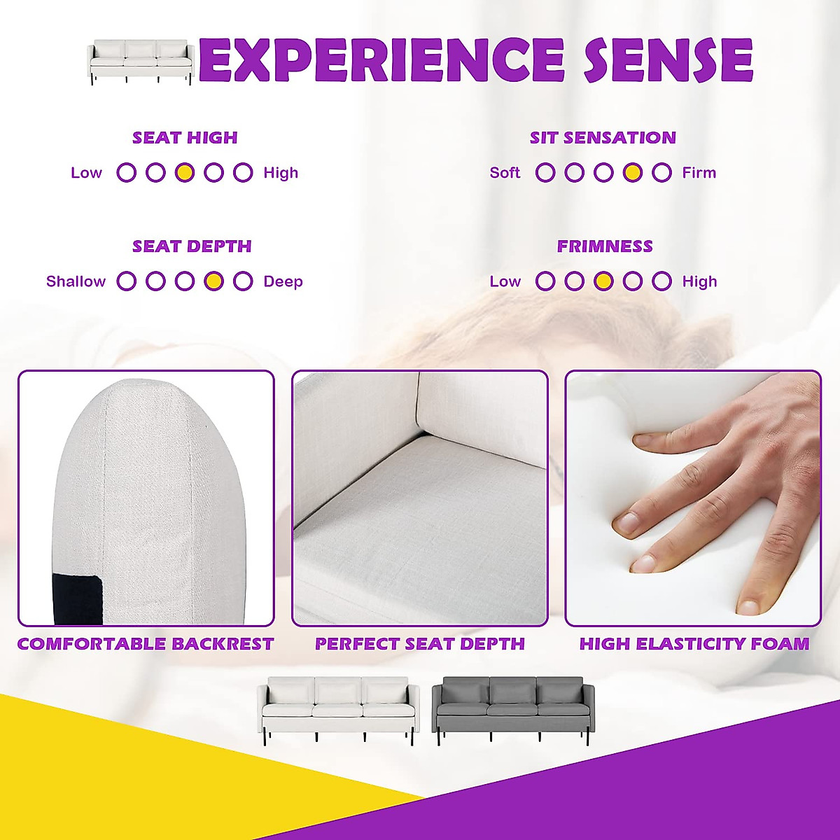 TYBOATLE Upholstered Modern Loveseat Sofa Couch with 2 Rectangular Pillows and Metal Legs, 55" W Fabric Comfy Couches for Living Room, Bedroom, Small Space, Apartment, Office (Cream Beige)