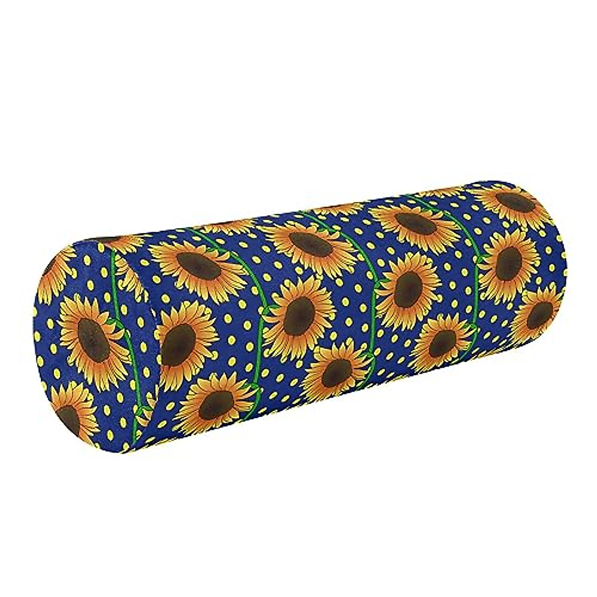 Vnurnrn Blue Floral Sunflowers Neck Support Pillow Round Neck Roll Bolster Cylinder Pillow Cervical Pillows Round Neck Pillow for Leg Knee Back Head Support for Work Men Women Bed
