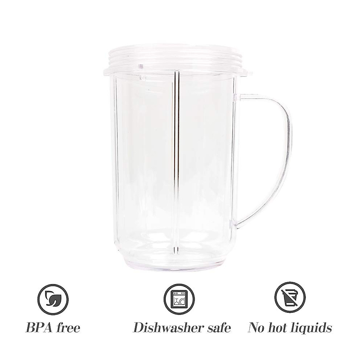 UHAPEER 16OZ Replacement Cups for Magic Bullet, 6Pcs/Set Parts Compatible with 250W Magic Bullet Blender MB1001, Include 16oz Mug Cups with Handle, Stay Fresh Lids, Colored Lips Rings
