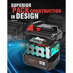 Bslite 2Packs Replacement for Milwaukee M18 Battery 6.0Ah 48-11-1862 Compatible with Milwaukee M18 Battery Tools and Charger（Black）