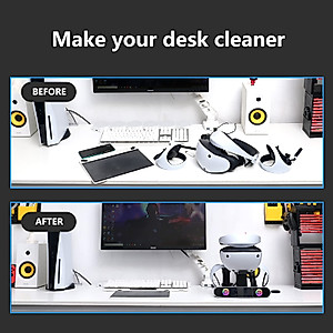 PSVR 2 Charging Station with VR Headset Holder Display Stand,Controller Charging Dock for PS5 VR2 Accessories with Led Indicator, 2 Magnetic Clasp & Type-C Cable