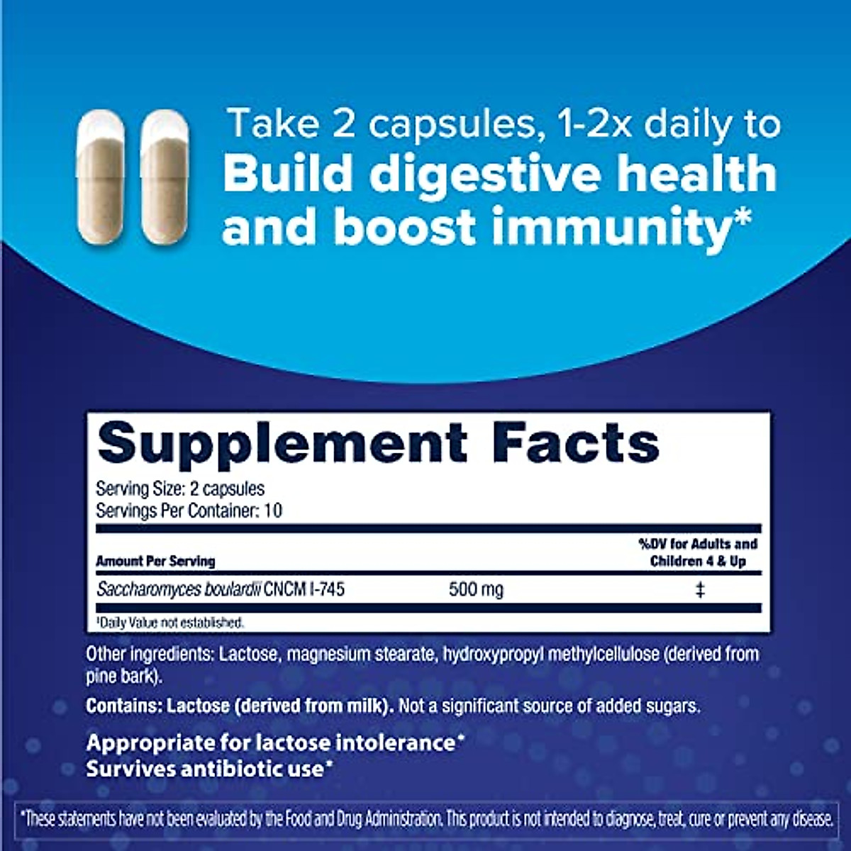 Florastor Probiotics for Digestive & Immune Health, 20 Capsules, Probiotics for Women & Men, 1 Probiotic Worldwide, Flush Out Bad Bacteria & Boost The Good with Our Strain Saccharomyces boulardii