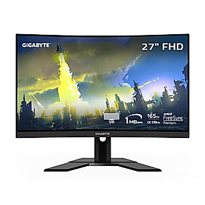 GIGABYTE G27FC A (27" 165Hz 1080P Curved Gaming Monitor, 1920 x 1080 VA 1500R Display, 1ms (MPRT) Response Time, 91% DCI-P3, FreeSync Premium, 1x Display Port 1.2, 2x HDMI 1.4)