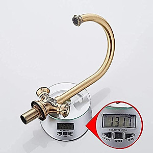 Retro Kitchen Vanity Sink Tap Deck Mounted Antique Brass Double Hot and Cold Water Single Spout Faucet