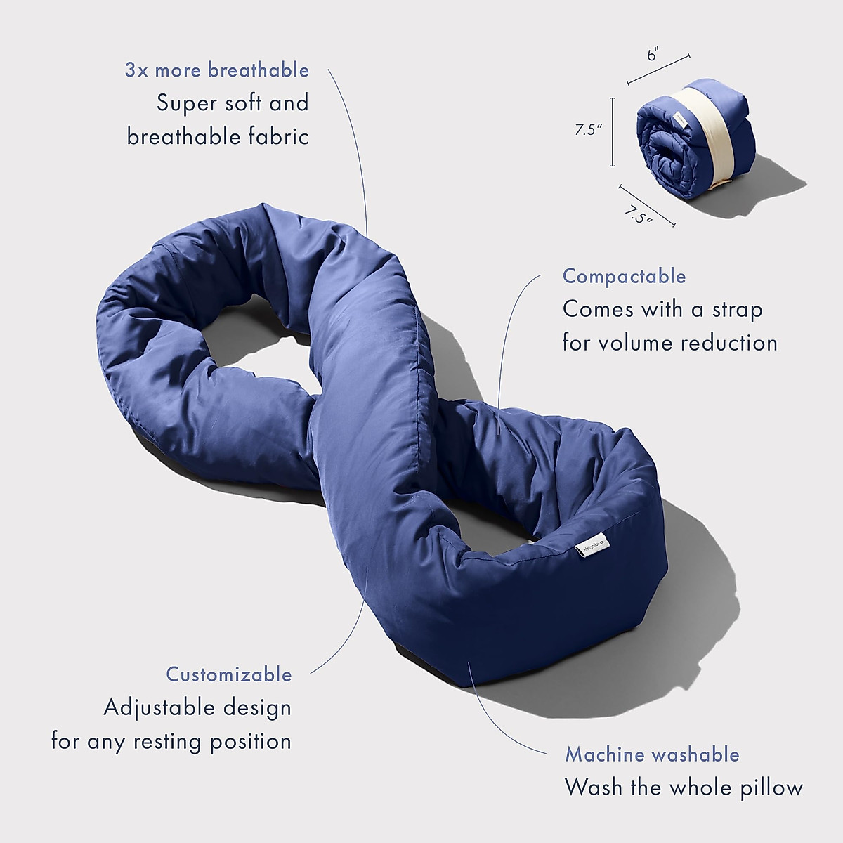 Huzi Infinity Pillow - Travel Neck Pillow - Versatile Soft 360 Support Scarf - Machine Washable - Home Travel Flight Road Trips (Navy)