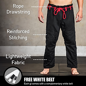 Elite Sports Bjj Gi for Men - Brazilian Jiu Jitsu Gi - Preshrunk sweat wicking Fabric - Machine washable - Free white Belt