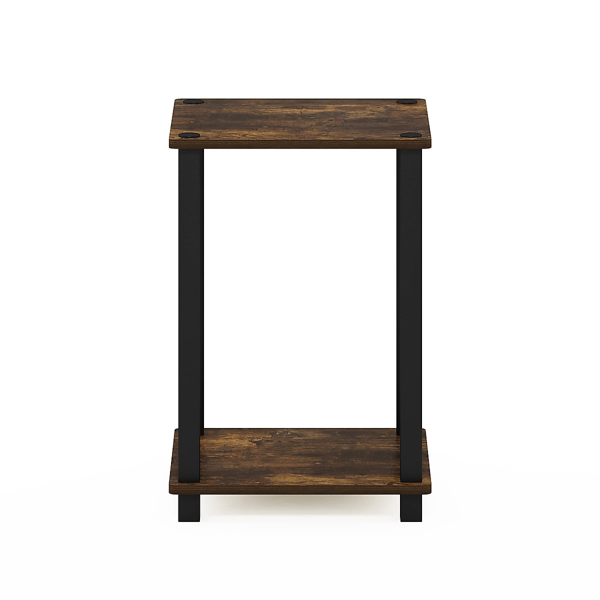 Furinno Simplistic 1-Tier End Side Night Stand/Bedside Table with Plastic Poles, Amber Pine/Black