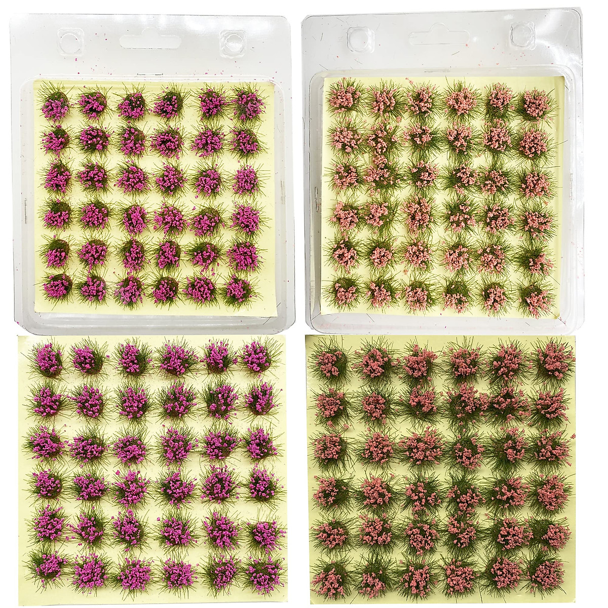 Cayway Flower Cluster Model Pink Flower Vegetation Groups Grass Tufts Set Miniature Static Scenery Model for DIY Architecture Building Garden Scenery Landscape