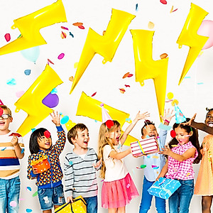 12 Pieces Yellow Flash Balloons 36 Inch Lightning Bolt Party Balloons Foil Flash Party Decorations Stylish Lightning Bolt Balloon for Birthday Party Supplies Wedding Decoration