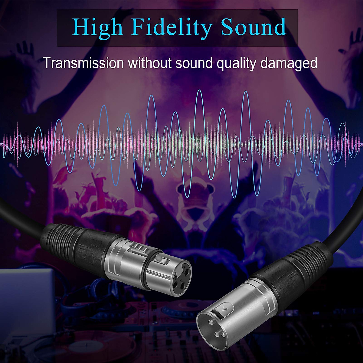 HOSONGIN XLR Cables 3.3 Ft 2 Packs, Balanced XLR Microphone Cable Male to Female 3-PIN XLR Mic Cords DMX Cables 3.3 Feet, Black