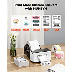 MUNBYN Thermal Label Printer 300DPI, 4x6 USB Shipping Label Printer for Shipping Packages & Small Business, Thermal Printer for Shipping Labels with USPS Shopify Ebay, One-Click Setup for Windows Mac