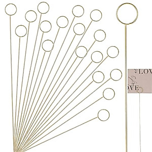 Mabor 20Pcs Metal Floral Place Card Holder, Flower Pick Clips Table Number Holders, Gold Metal Card Picture Holder Pick for Flower Arrangement Wedding Party Birthday DIY Gift