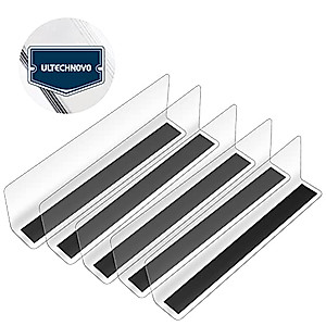 ULTECHNOVO Plastic Shelf Dividers, Clapboard Shelf Dividers, Supermarket Shelf Organizers, Commodity Shelf Separators with Magnet, 25X6cm, 5 Pack
