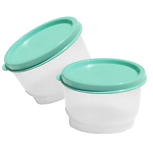 Tupperware 4 Ounce Snack Cups Set of 2 with Mint Green Seals