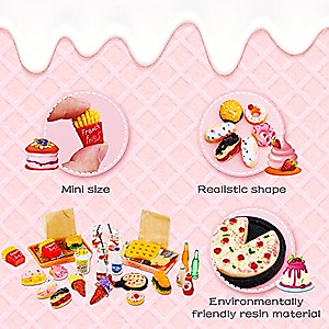 33 Pieces Miniature Fast Food Toy Miniature Pretend Food Play Toys Dollhouse Accessories Hamburger Fries Cake Milk Doll Food Kitchen Accessory Toy for Kids Party Accessory Christmas Restaurant Decor