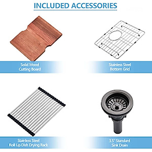 15 Black Stainless Steel Drop In Kitchen Bar Sink, Scamall 15X15X9 Inches Topmount Small Bar Sink - 16 Gauge Black Stainless Steel Workstation Kitchen Bar Sink SM021-1SBG