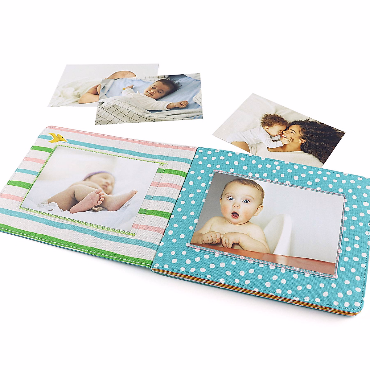 Baby's My First Photo Album of Dinosaur Theme, Soft Cloth Photo Album with Color Pages for 10 Pictures 4x6 inch