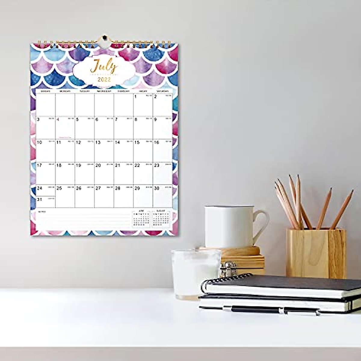 Calendar 2021-2022 - 18 Monthly Wall Calendar, 11'' x 8.5'', Jul. 2021 - Dec. 2022, Twin-Wire Binding, Ruled Blocks with Julian Dates, Vertical, Perfect for Planning and Organizing Home and Office