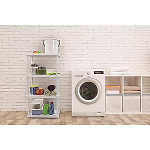 Gracious Living 4 Shelf Knect-A-Shelf Ventilated Light Duty Storage Unit 24 x 12 x 48 Organizer System for Home, Garage, Basement, and Laundry, White