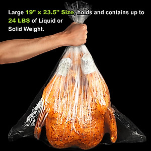 25 Count Ebelbo Nylon Turkey Oven Bags, 19x23.5 Inch Large Size BPA Free up to 400°F for Meats Chicken Seafood Vegetables Cooking Roasting Freezer