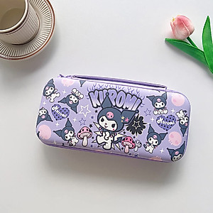 PERFECTSIGHT Cute Switch Carrying Case for Nintendo Switch OLED, Kawaii Hard Shell Portable Travel Carry Case with 12 Game Card Slots, Inner Protective Storage Bag for NS Console & Accessories, Purple