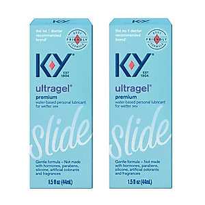 K-Y UltraGel Premium Water Based Lube- Personal Lubricant Safe To Use With Latex Condoms, Devices, Sex Toys and Vibrators, 1.5 oz. (Pack of 2)